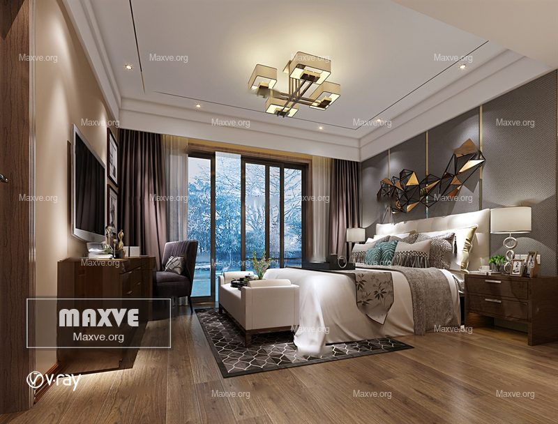 Bedroom 587 3d model download free 3ds max Maxve