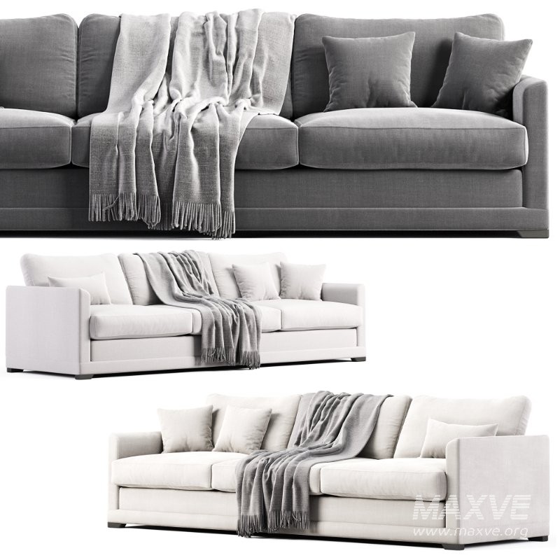 Aissa 4 Seat Sofa in Pumice House Basket Weave 3D model Maxve