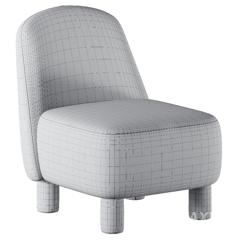 Mansi Soft Beige Armchair 3D model Maxve