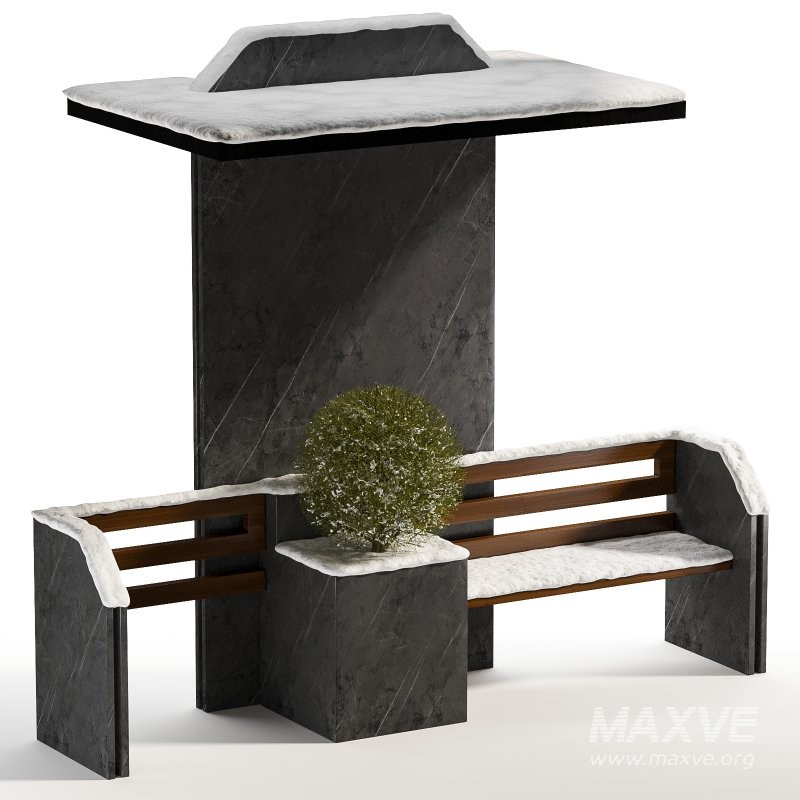 Snowy Dual Access Bench 3D model Maxve