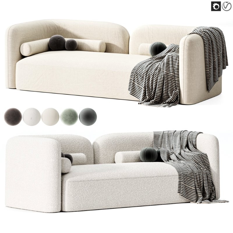 Straight sofa Stone 3D model Maxve