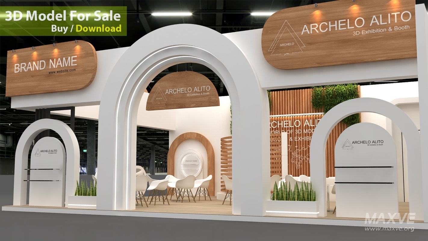 modern booth exhibition 3D model Maxve