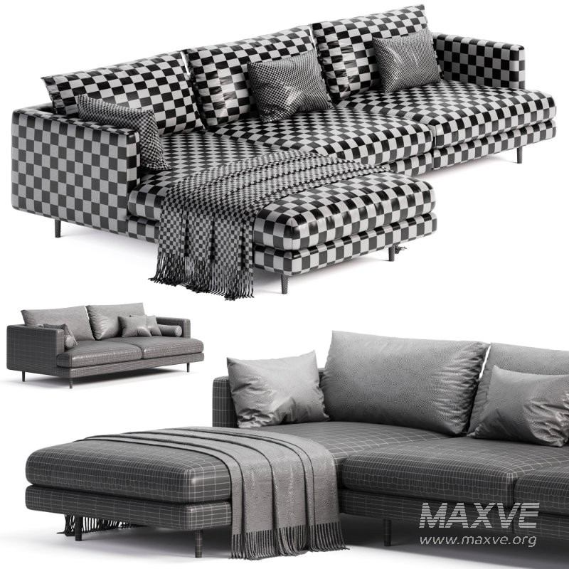 Hampton Right Chaise Sofa 3D model Maxve