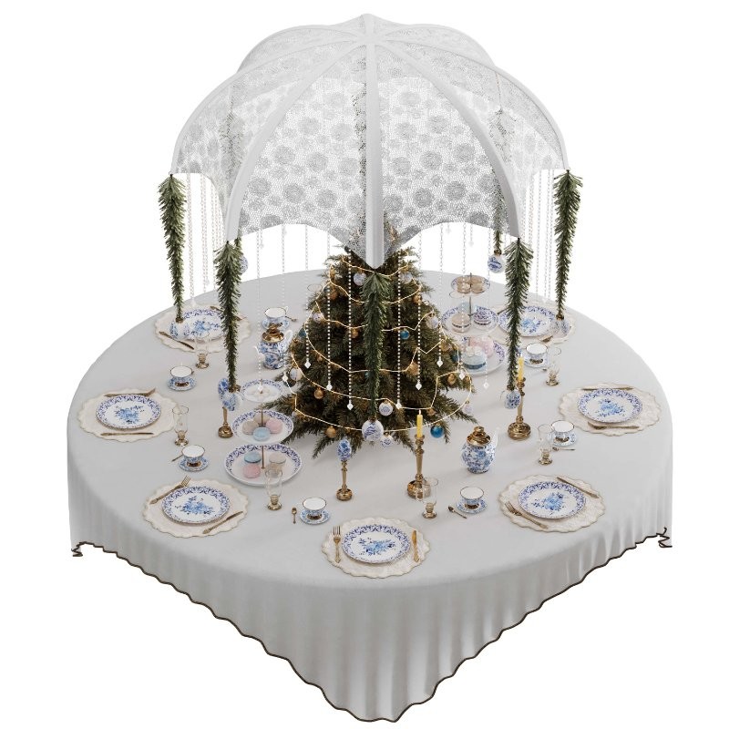Christmas Tree Centerpiece Round Table 3D 3D model Maxve