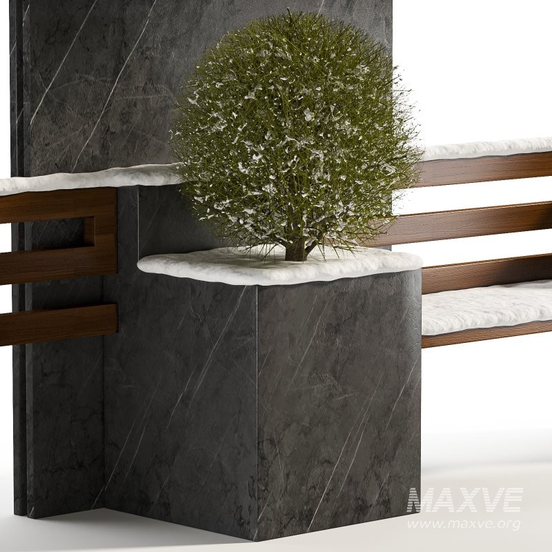 Snowy Dual Access Bench 3D model Maxve