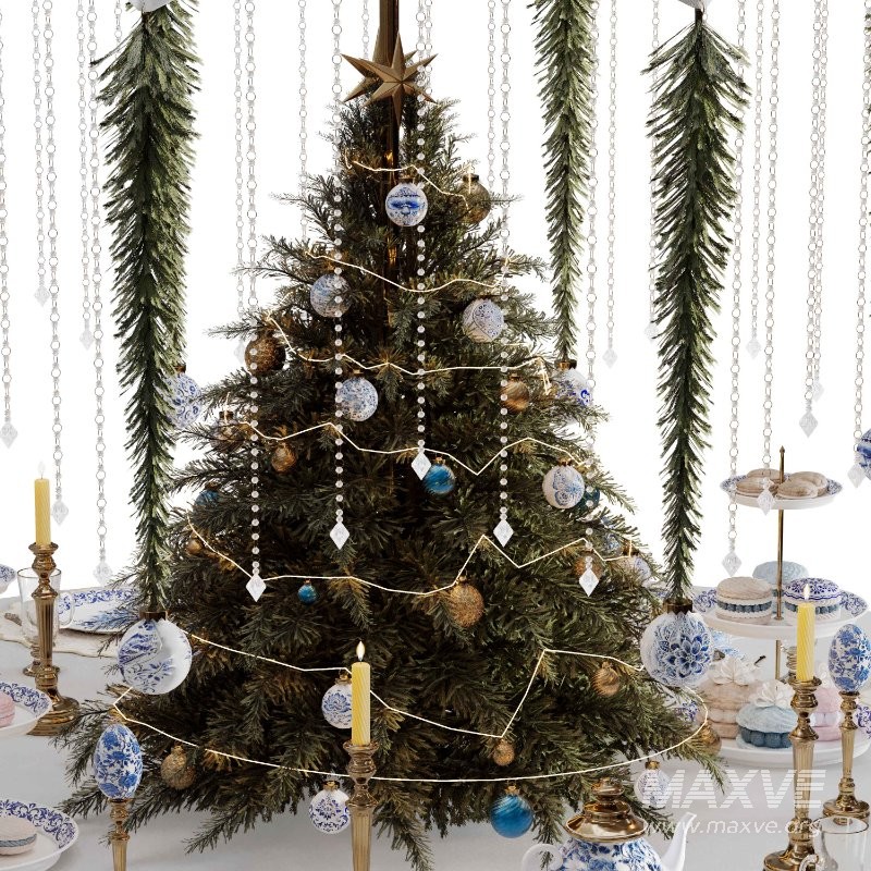 Christmas Tree Centerpiece Round Table 3D 3D model Maxve