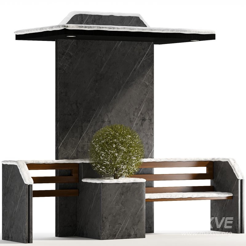 Snowy Dual Access Bench 3D model Maxve