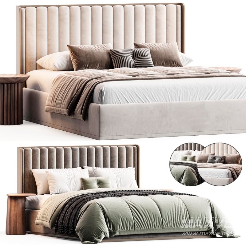 Bed with storage box 3D model Maxve