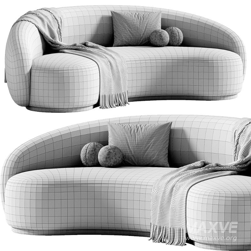 Boucle Curved Sofa 3D model Maxve