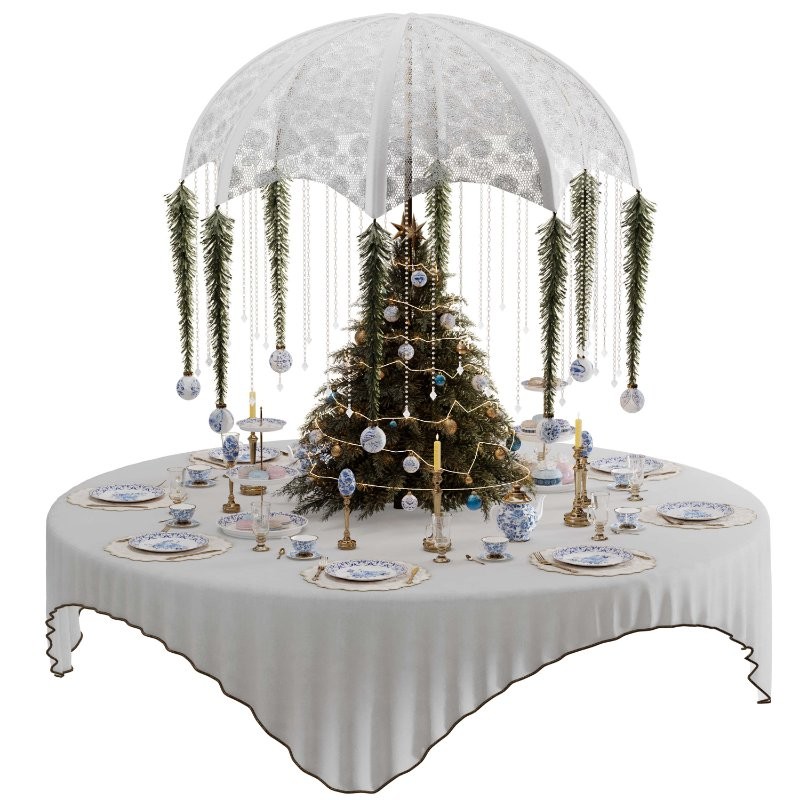 Christmas Tree Centerpiece Round Table 3D 3D model Maxve