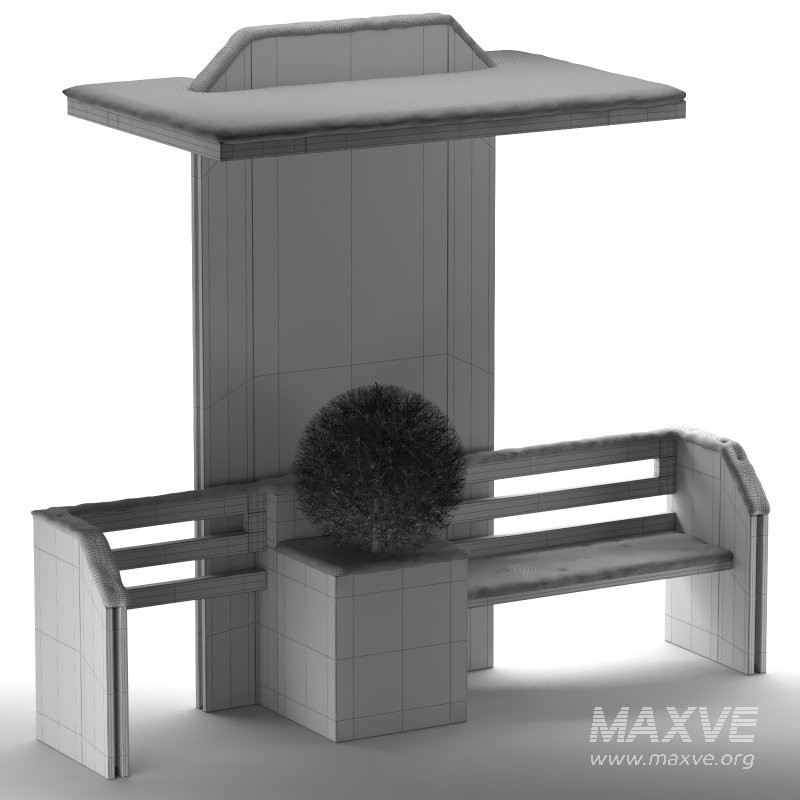 Snowy Dual Access Bench 3D model Maxve