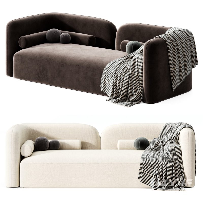 Straight sofa Stone 3D model Maxve