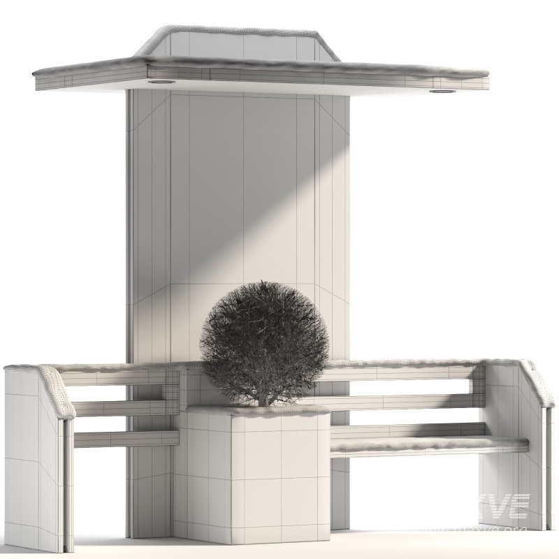 Snowy Dual Access Bench 3D model Maxve