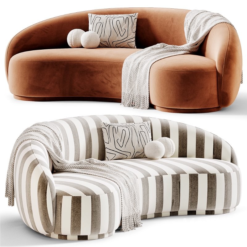 Boucle Curved Sofa 3D model Maxve