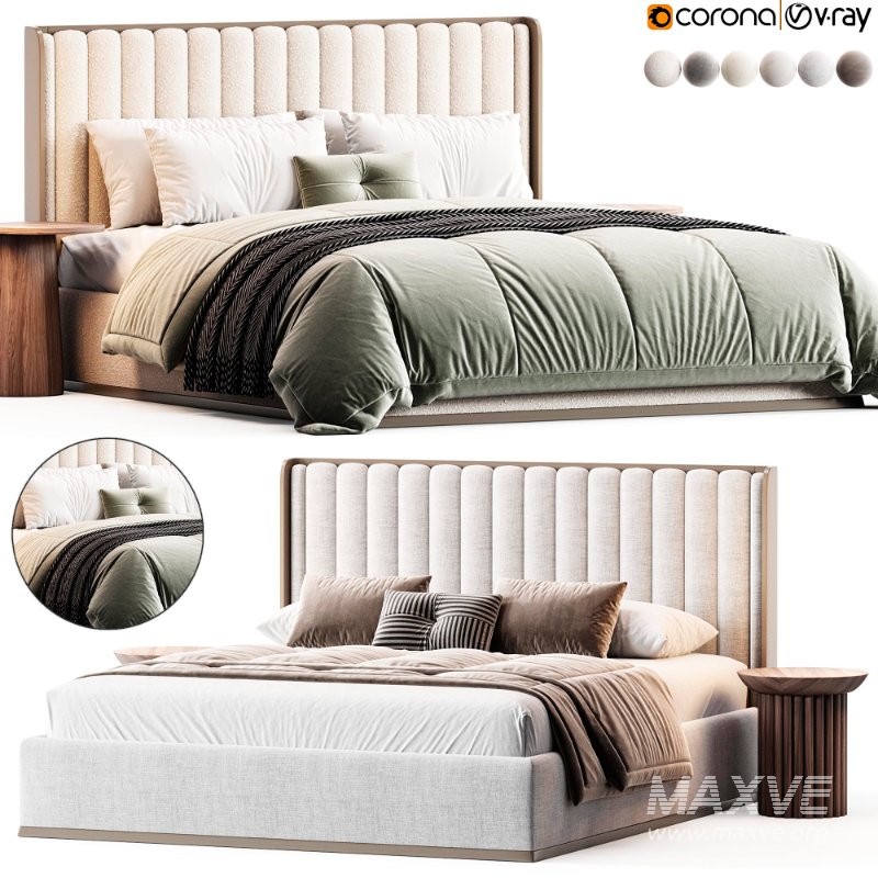 Bed with storage box 3D model Maxve