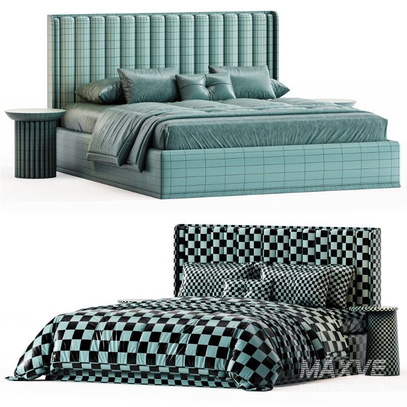 Bed with storage box 3D model Maxve