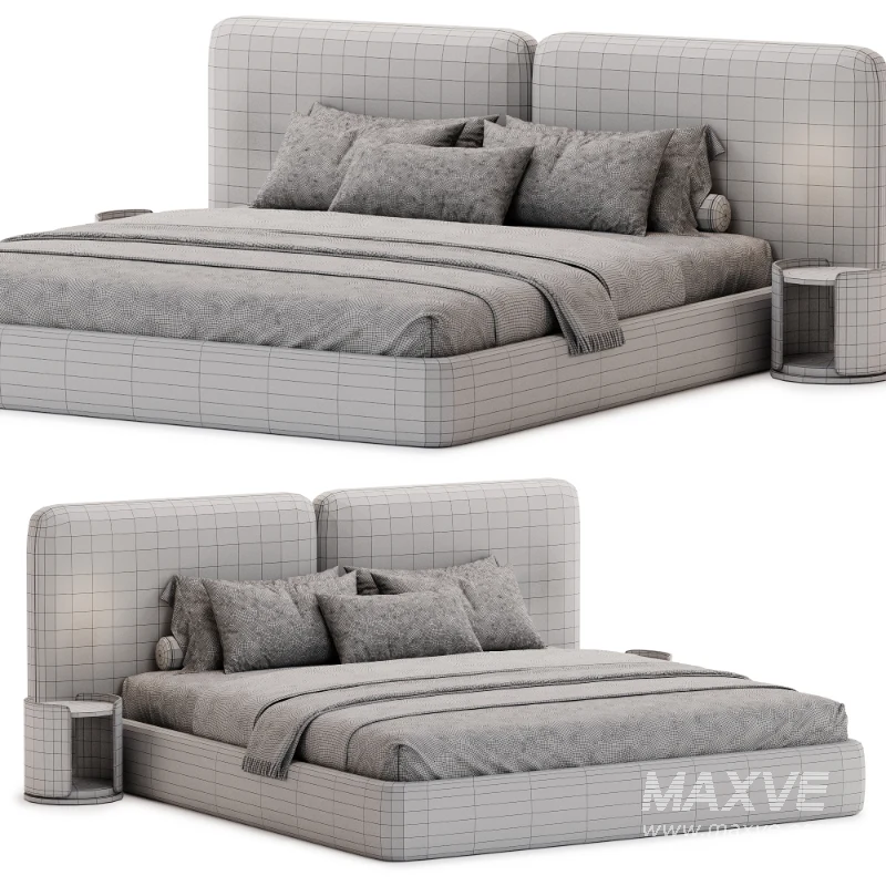Tadao bed with compartment 3D model Maxve