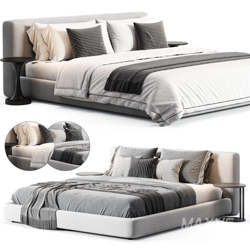 Amabilis Gray Cotton Linen Gray Fabric Contemporary Rectangular ...