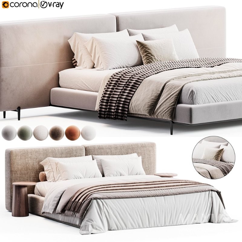 Brera Bed 3D model Maxve