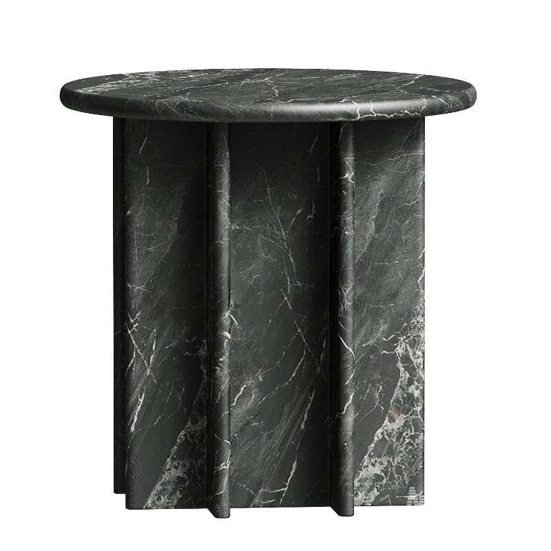 Pasar Round Black Marble Side Table 3D model Maxve