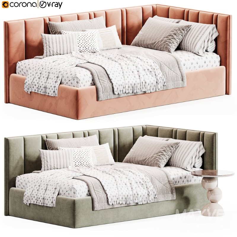 Corner bed Vertical Design 3D model Maxve