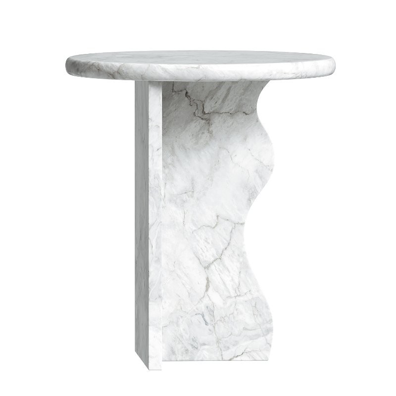Ana Wave Side Table Limestone 3D model Maxve