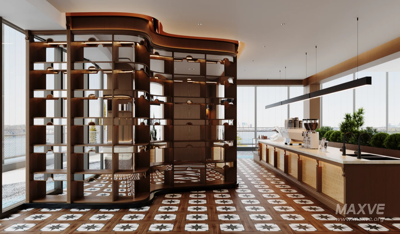 Modern luxury coffee shop 3D model Maxve