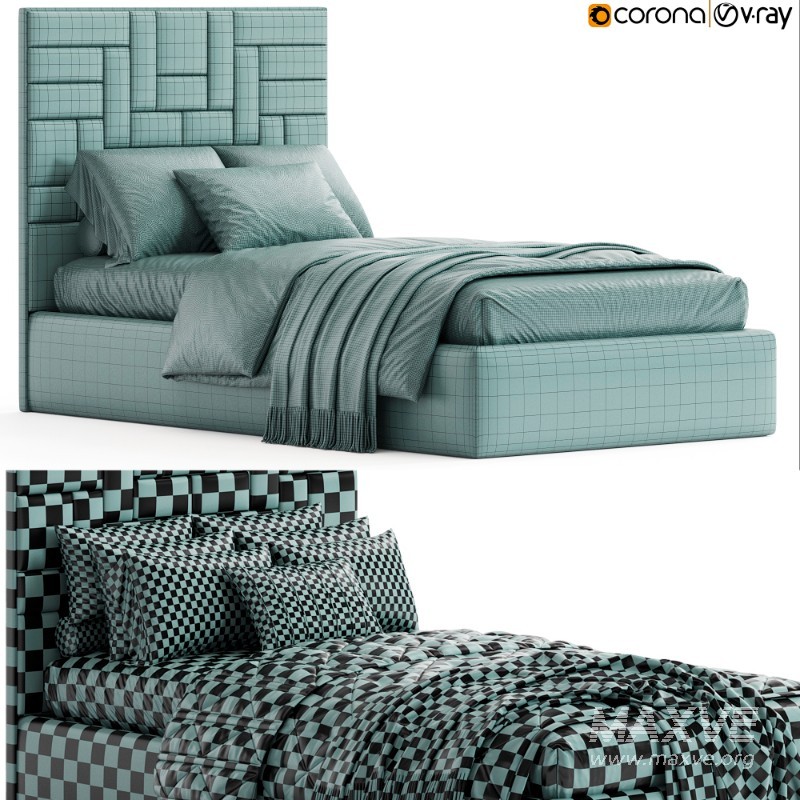 Bed Stone kids 3D model Maxve