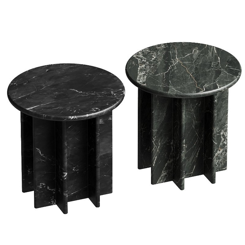 Pasar Round Black Marble Side Table 3D model Maxve
