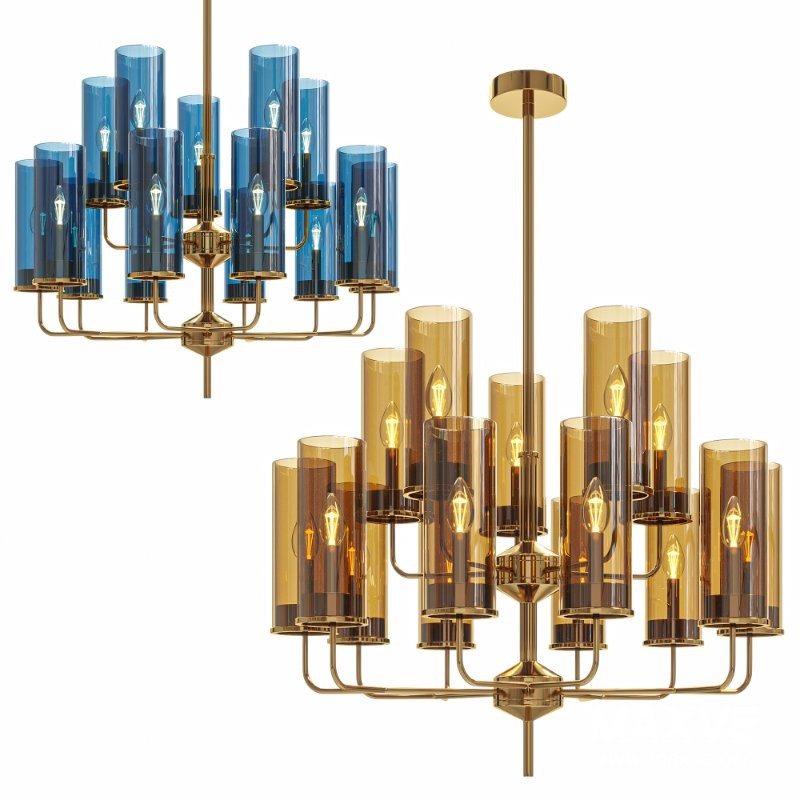 Hans Agne Glass Tube Chandelier 3D model Maxve