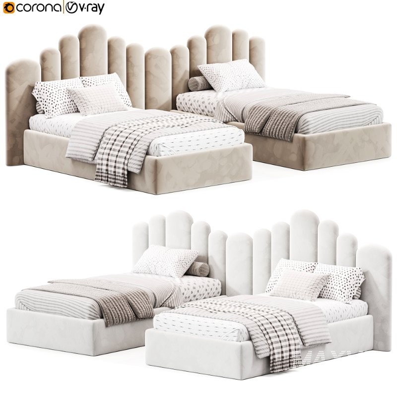 Corner bed Savoyardi Design kids 3D model Maxve