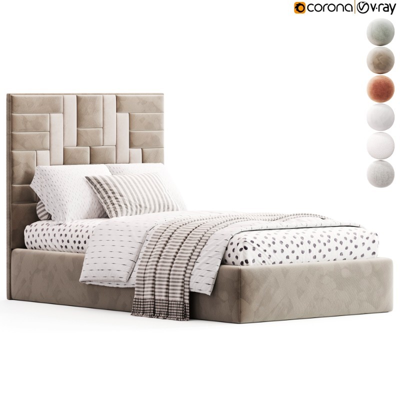 Bed Stone kids 3D model Maxve