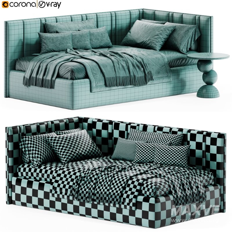 Corner bed Vertical Design 3D model Maxve