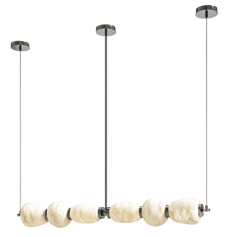 Alabaster Pebble Linear Chandelier 3D model Maxve