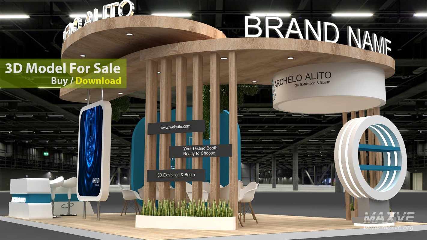 modern exhibition 3d booth 3D model Maxve