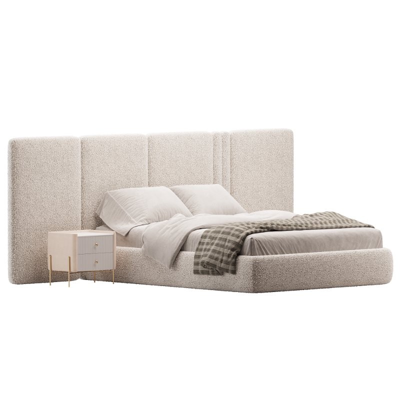 Clerigos Beige Double Bed 3D model Maxve