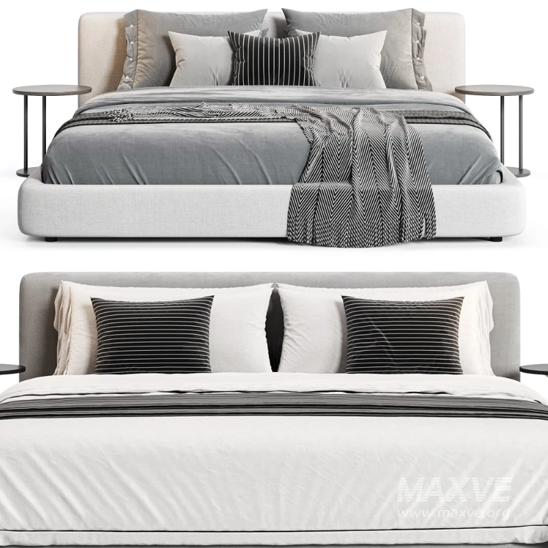 Amabilis Gray Cotton Linen Gray Fabric Contemporary Rectangular ...