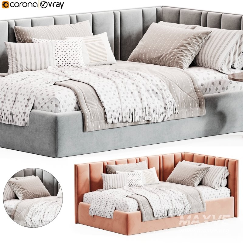 Corner bed Vertical Design 3D model Maxve