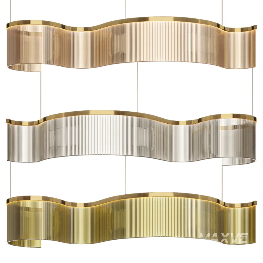Glass Linear Pendant Light 3D model Maxve