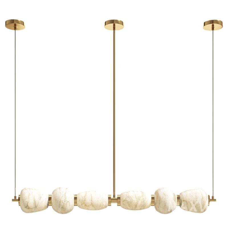 Alabaster Pebble Linear Chandelier 3D model Maxve