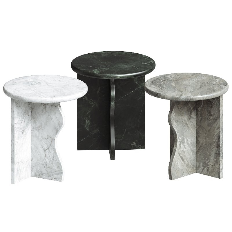 Ana Wave Side Table Limestone 3D model Maxve