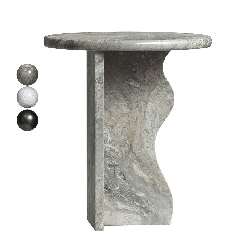 Ana Wave Side Table Limestone 3D model Maxve