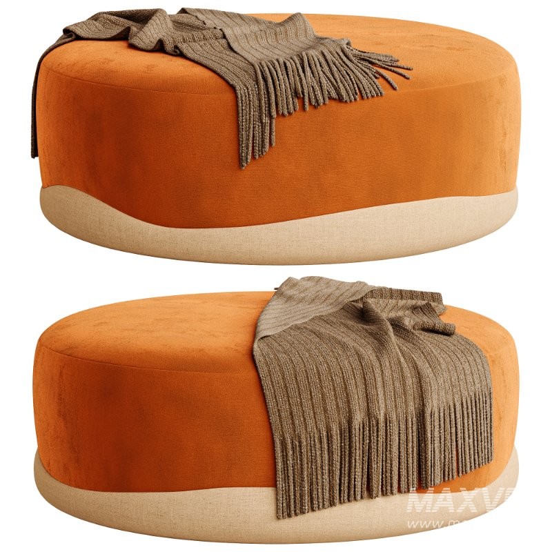 Wave Ottoman poof 3D model Maxve